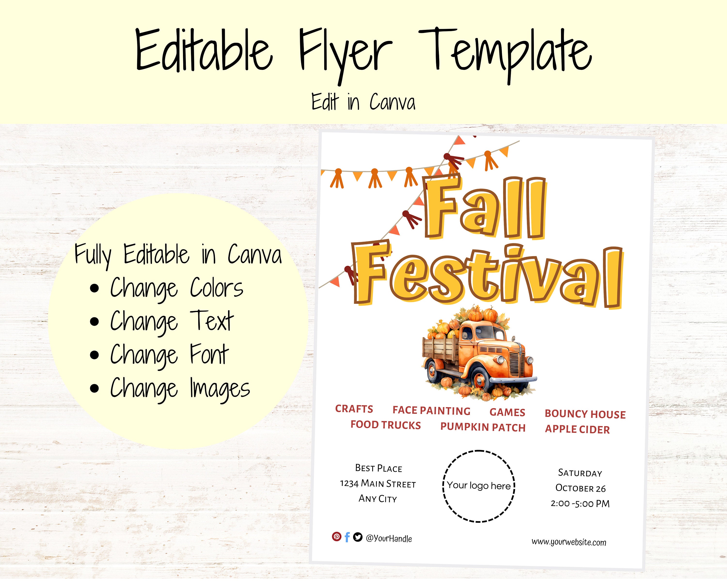 Editable Fall Flyer Template for Fall Retreat, Fundraiser, Craft Show ...