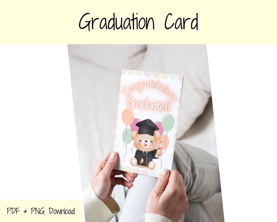 Cute Graduation Card, Printable Congratulations Graduate Greeting Card ...