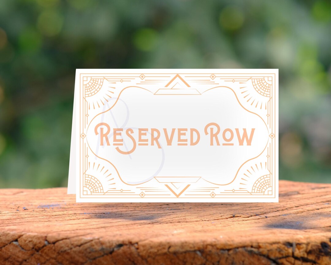 Vintage Style Reserved Row Sign for Wedding or Other Event in Peach ...