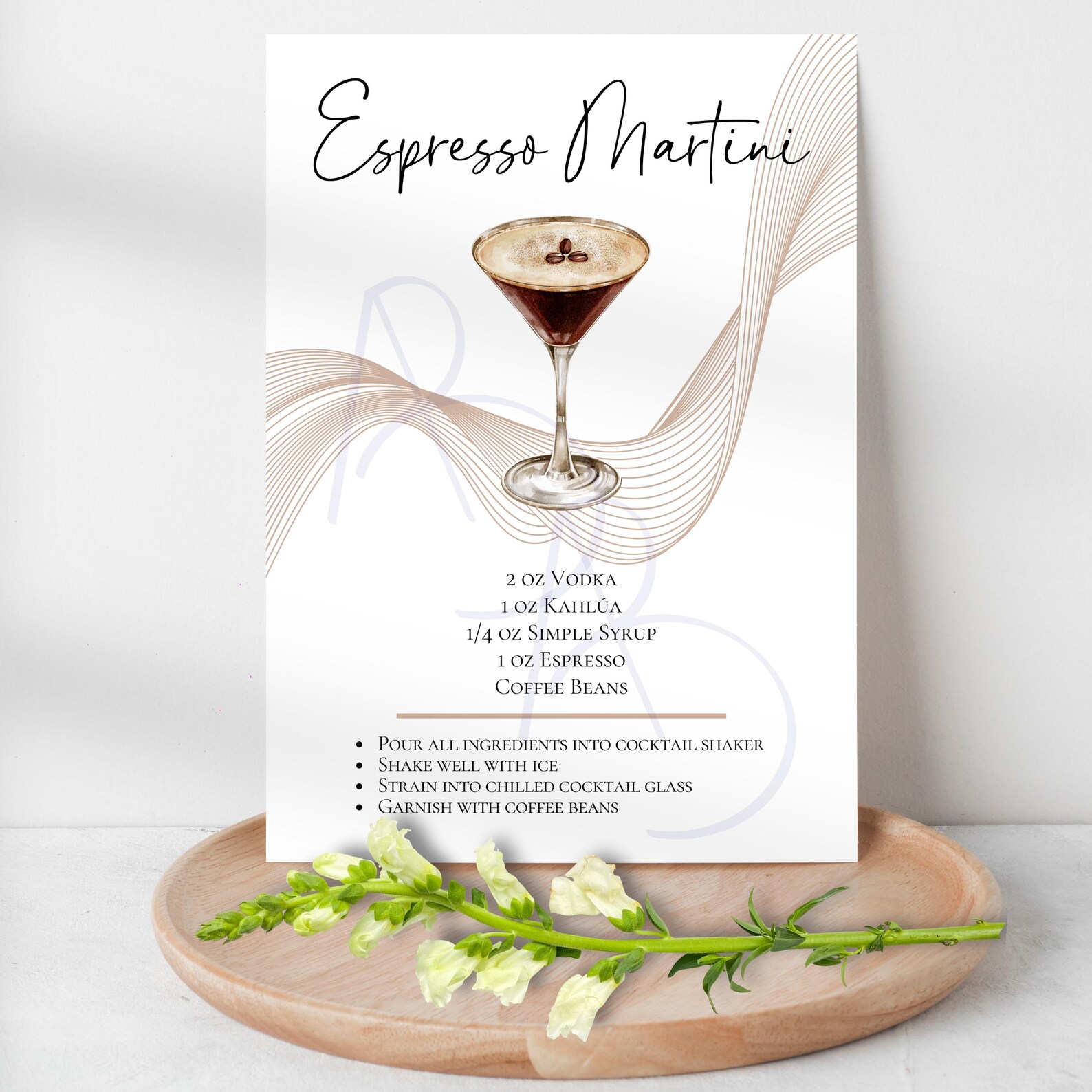 Espresso Martini Print, Recipe Card for Bar Cart Art, Bachelorette ...