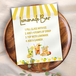 Lemonade Bar Sign for Graduation, Birthday Party, Baby or Bridal Shower ...