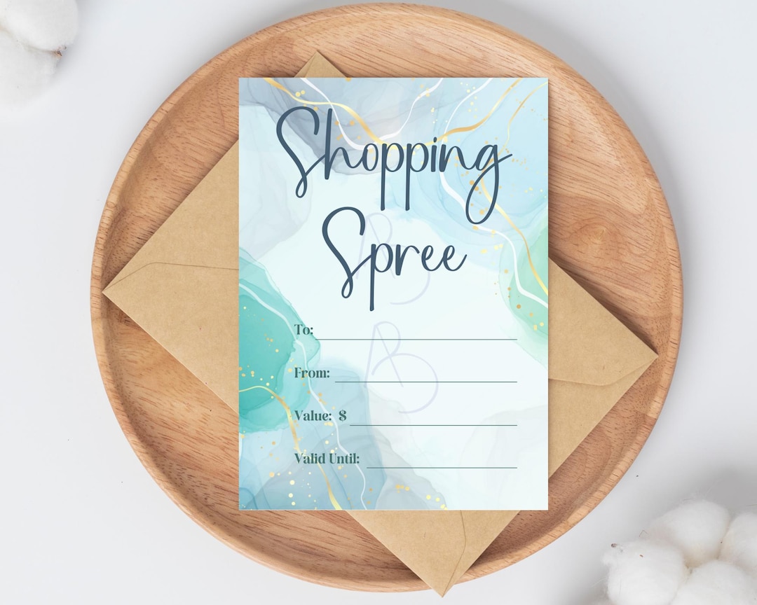 Shopping Spree Gift Certificate for Teen Son or Daughter Birthday Gift ...