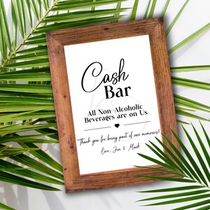 Editable Download Cash Bar Sign Template for Wedding, Anniversary or ...