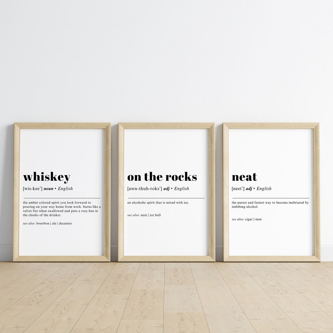 Bar Wall Art whiskey Bundle Bourbon Wall Decor Home Bar Art Funny Art ...