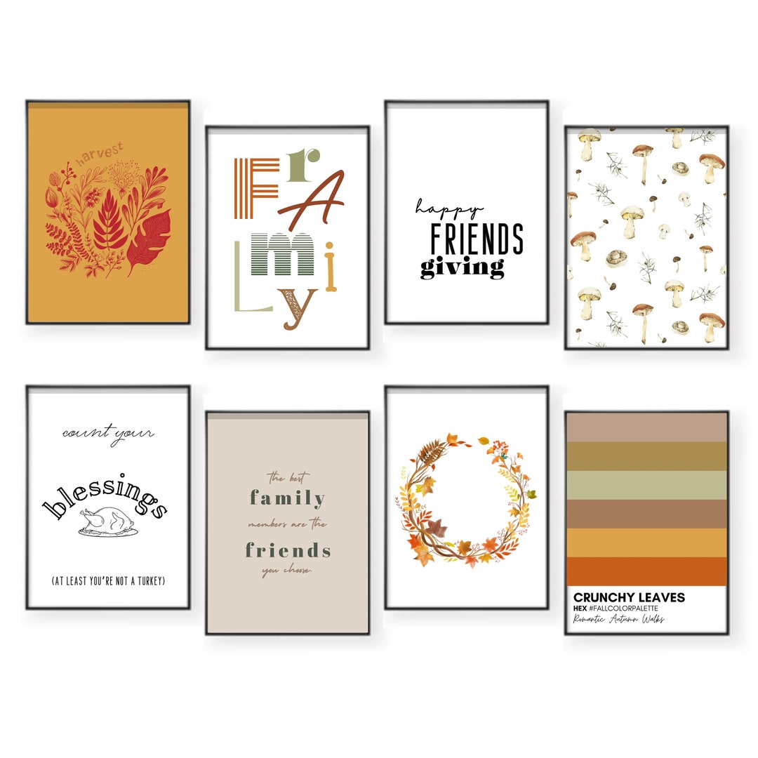 Friendsgiving Autumn Fall Wall Art 8 PRINTS Anthro - Etsy