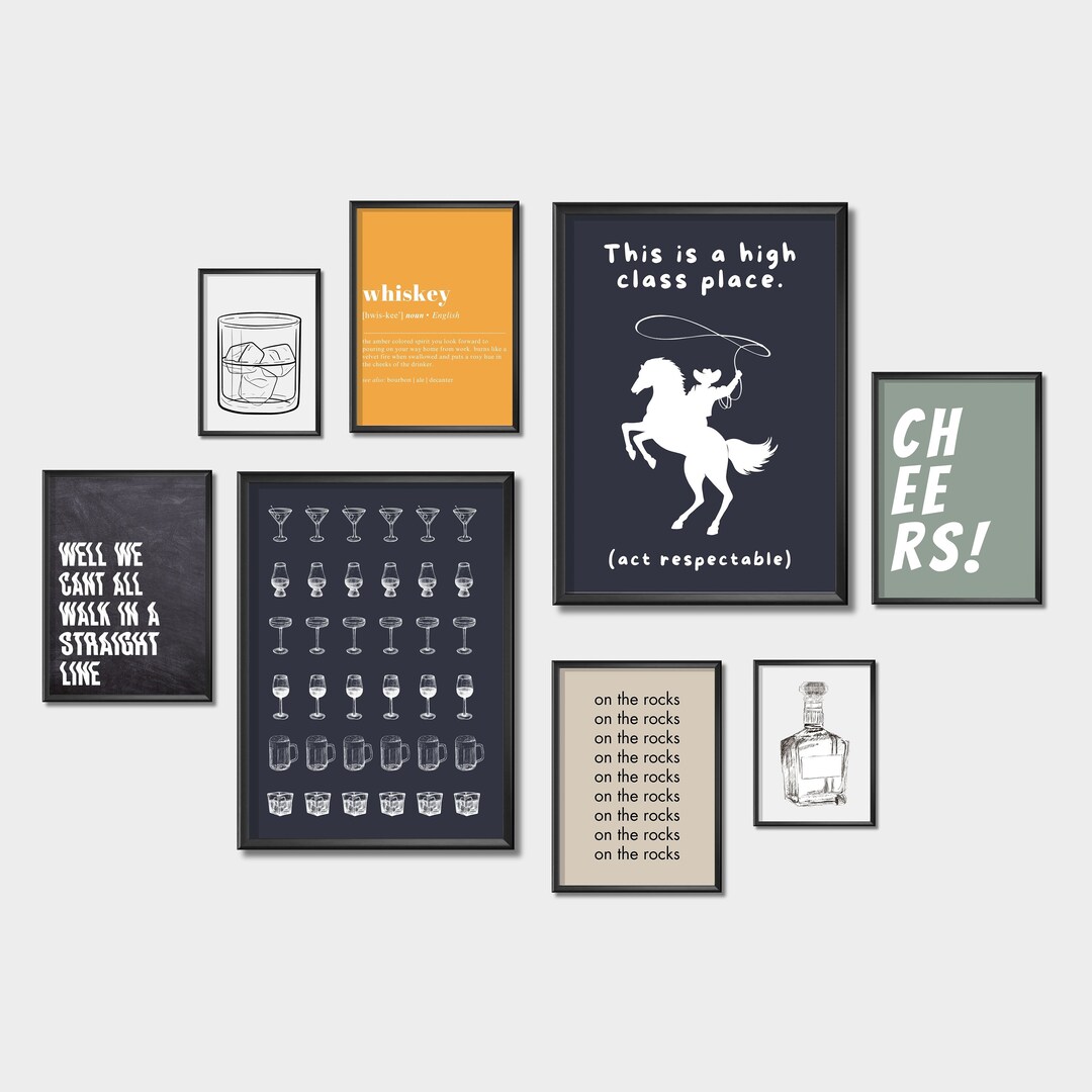 Bar Wall Bundle | Kitchen Wall Decor | Home Bar Art | Funny Wall Art ...
