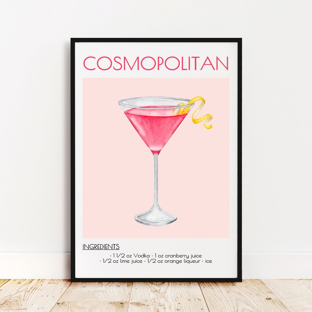 Cosmopolitan Poster, Cosmopolitan Drink Print, Mauve Pink Wall Art ...
