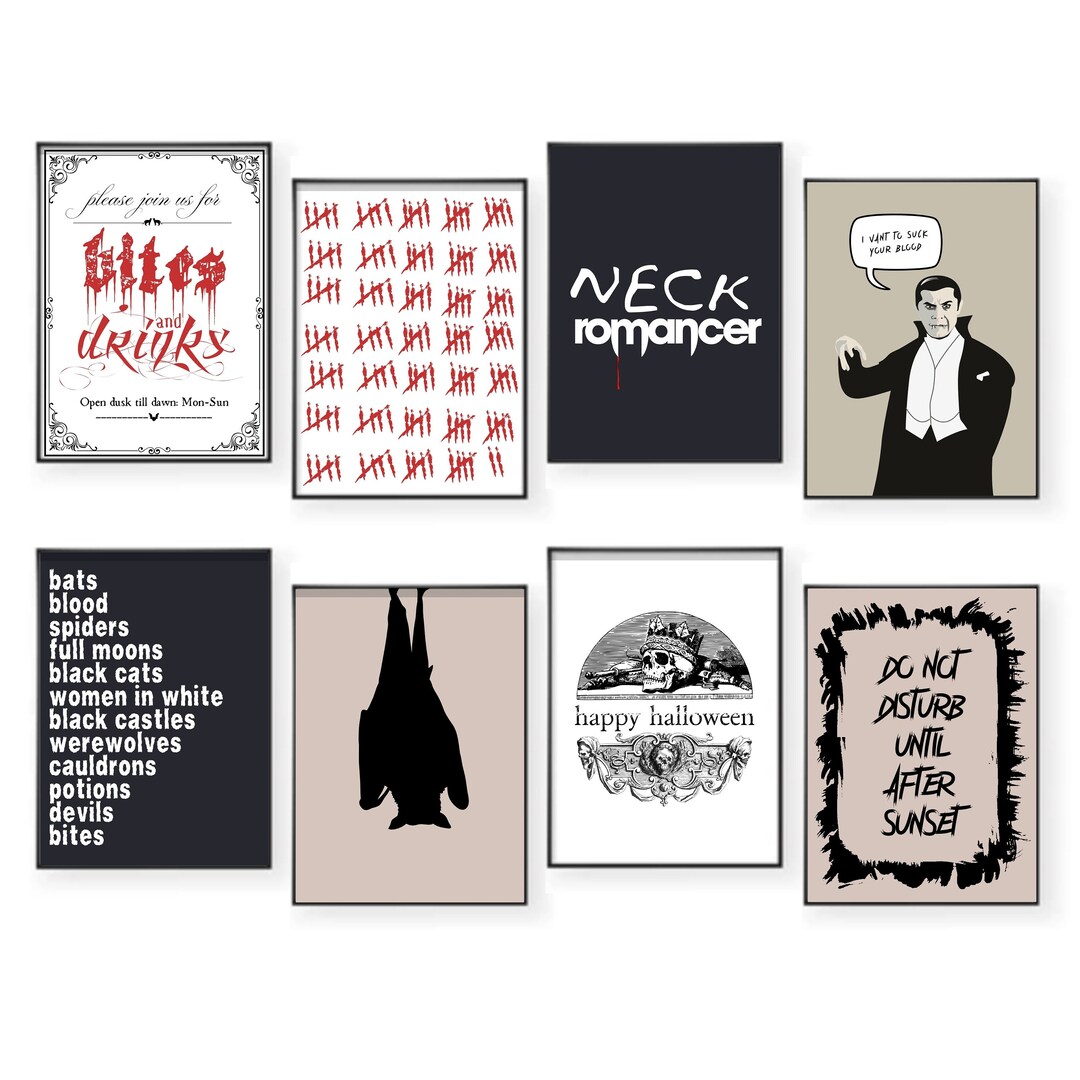Vampire Posters |8 PRINTS| Printable Halloween Wall Art, Vampire Room ...