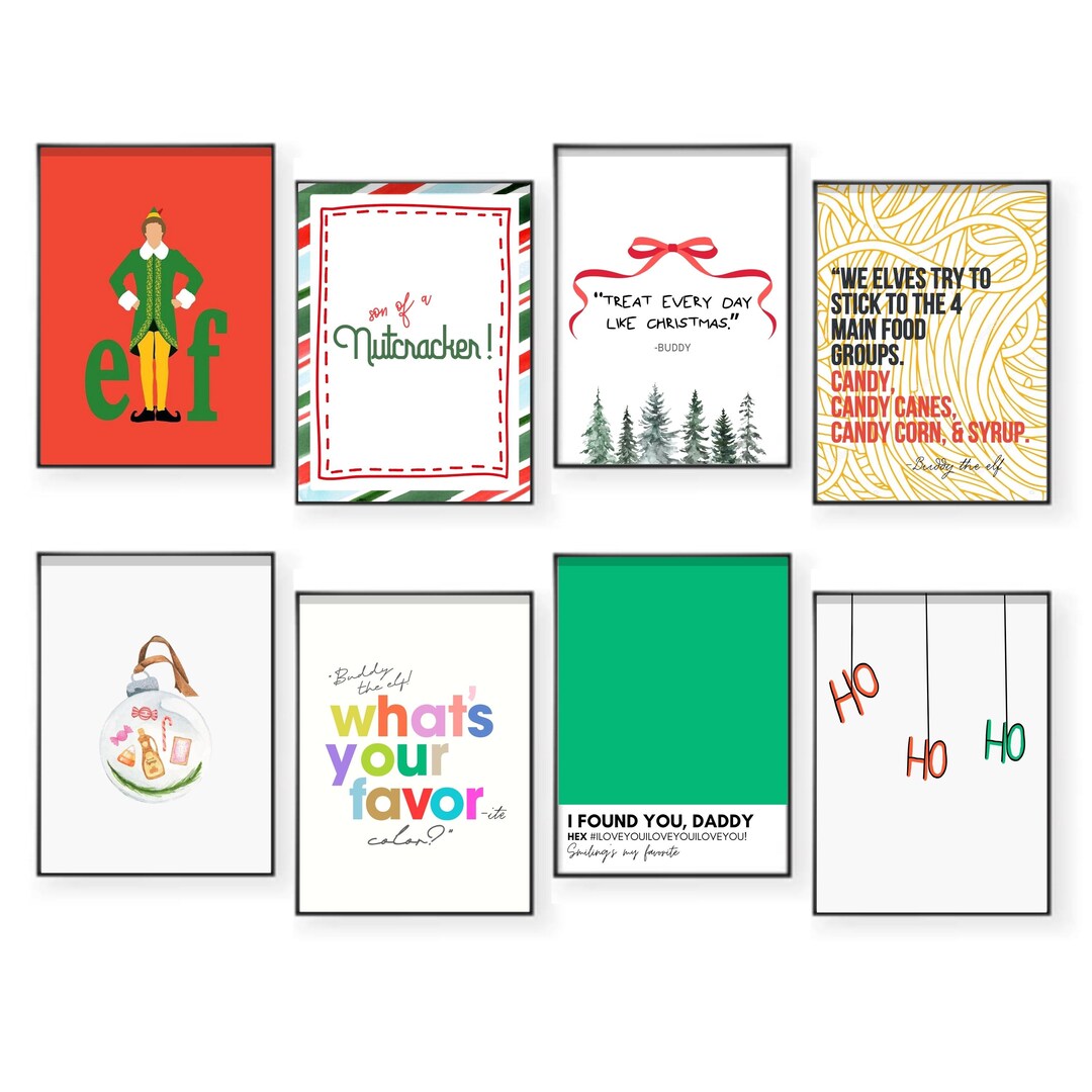 Elf Movie Xmas Decorations |8 PRINTS| Elf the Movie Wall Decorations ...