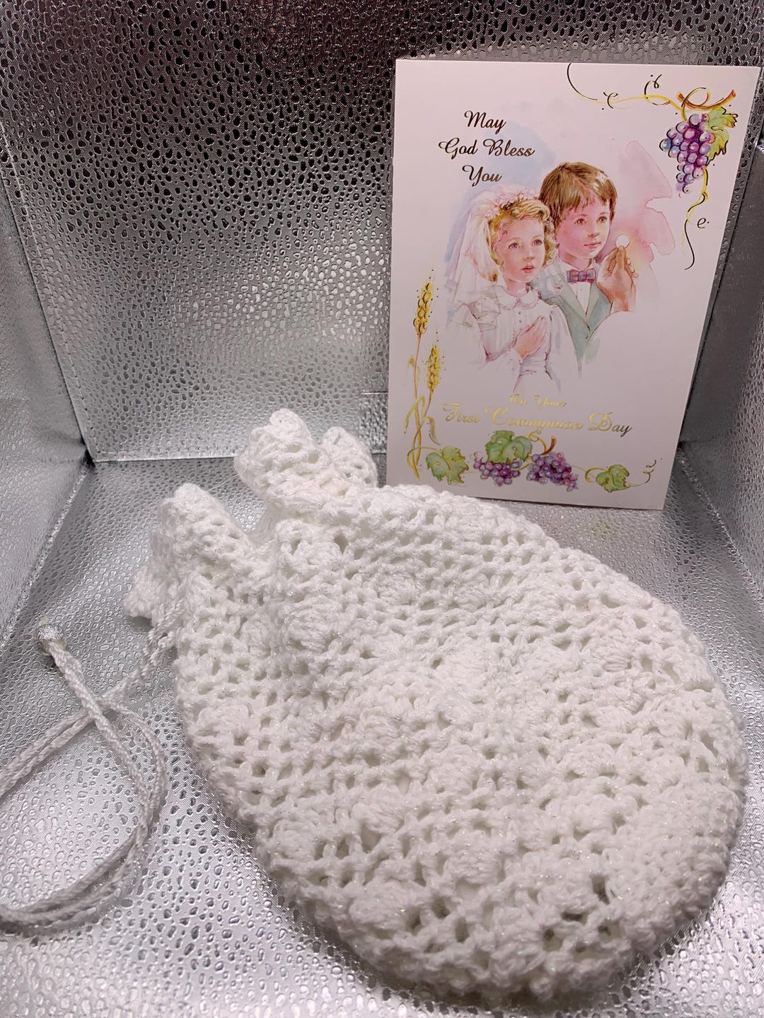 First Communion Girls Purse. White Hand Made Crochet Bag. Gift for ...