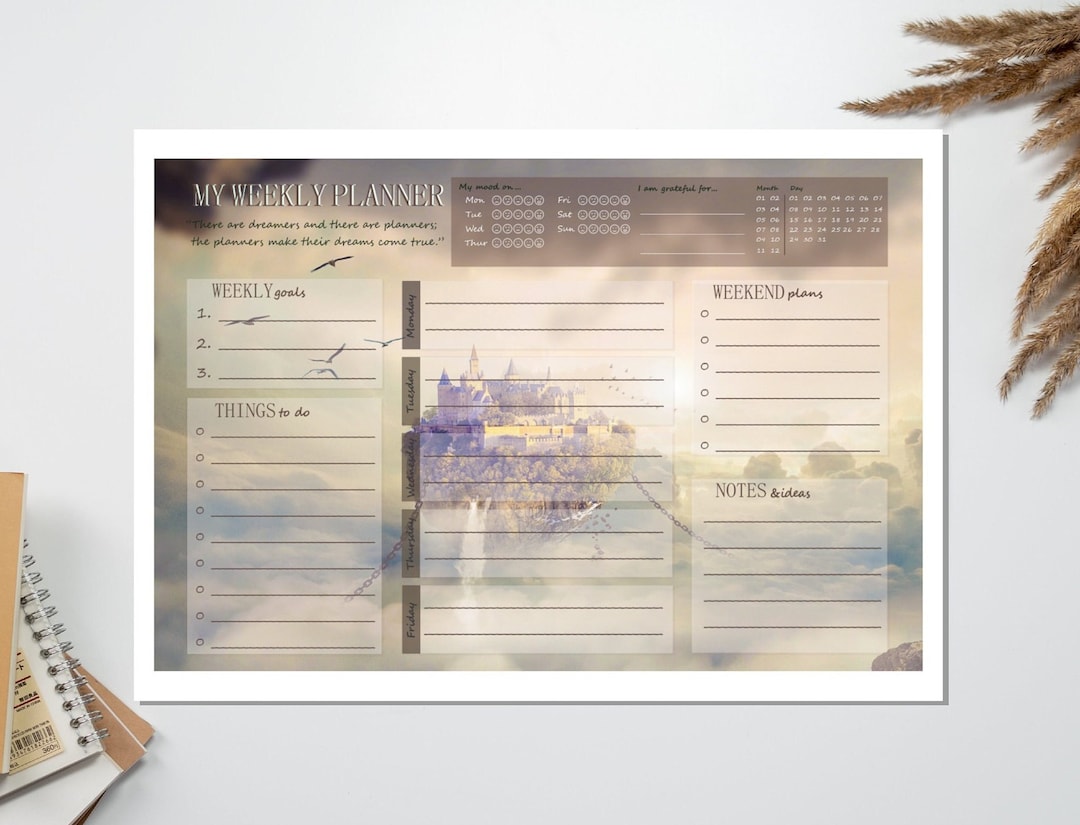 Weekly Planner, Weekly Planner Printable Fairytale, Fantasy, Pastel ...