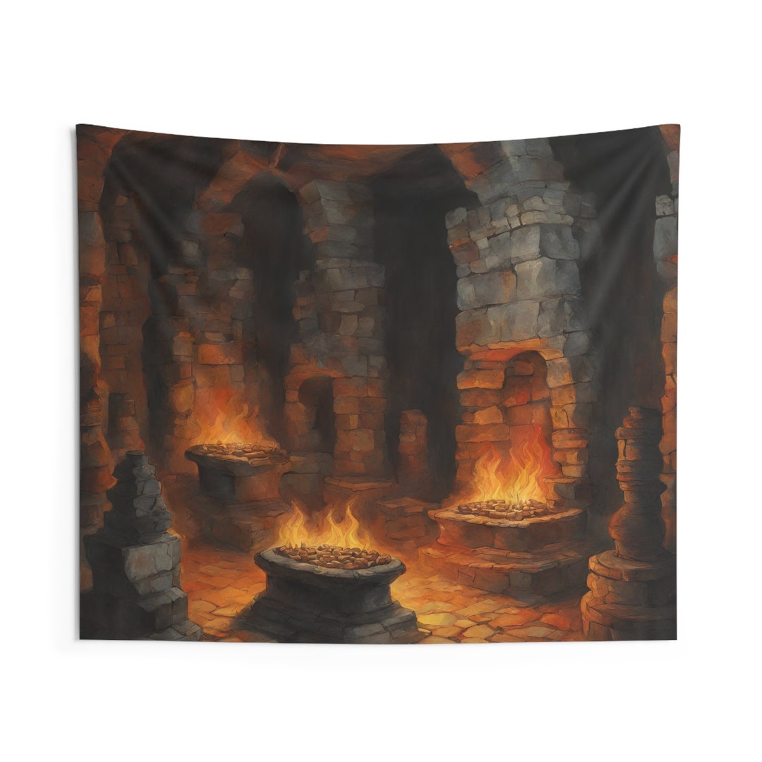Dungeon Tapestry Forge Tapestry Castle Dungeonfantasy - Etsy