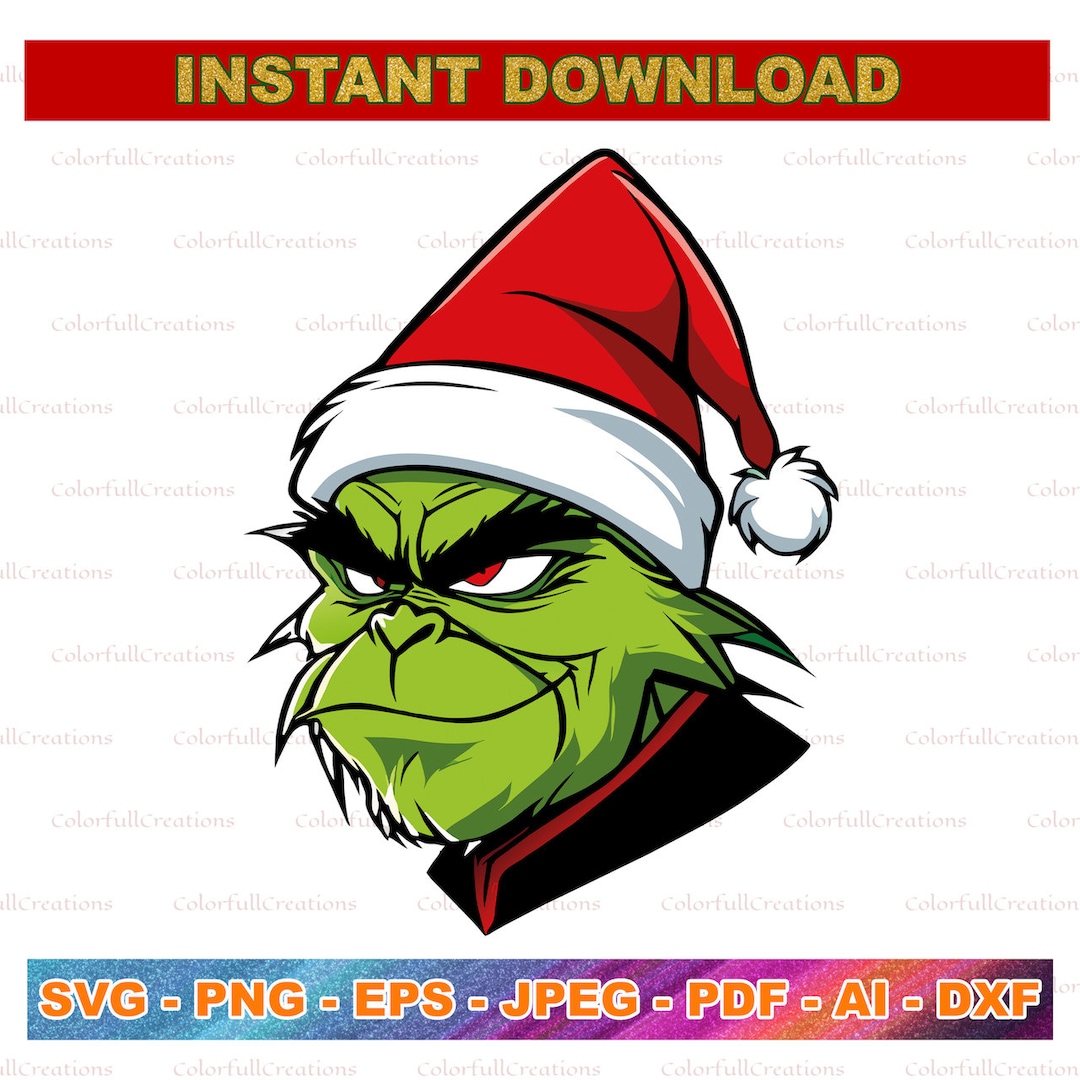 Grinch Face Svg, Dr. Seuss Christmas SVG & PNG Designs, Stickers ...