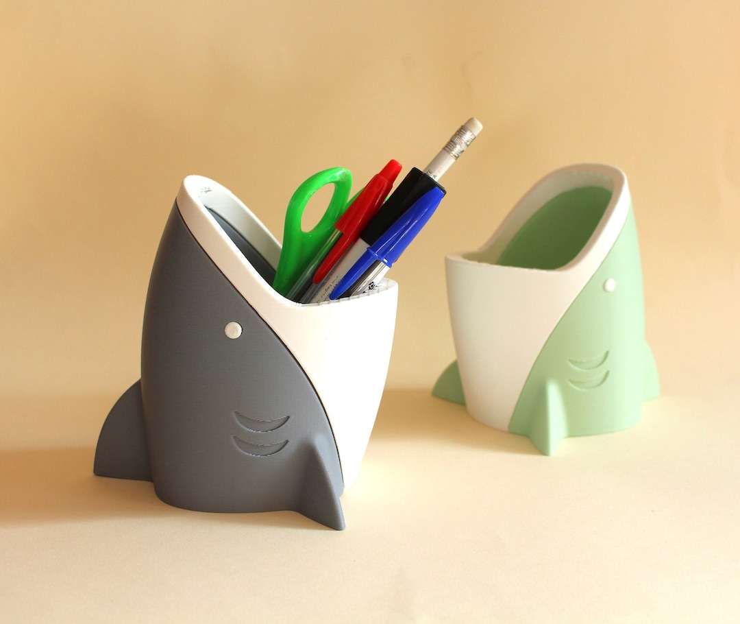 Shark Pencil Holder - Desk Decor - Pen Holder - Etsy