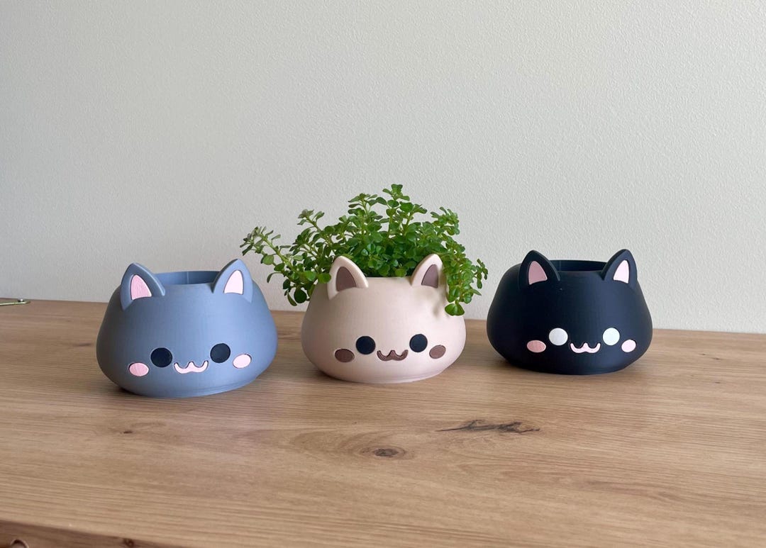 Cat Planter, Kawaii Style, Cute Animal Planter, Home Decor - Etsy
