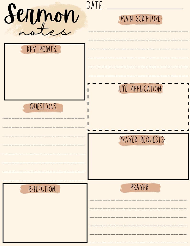Sermon Notes, Bible Study Notes - Etsy