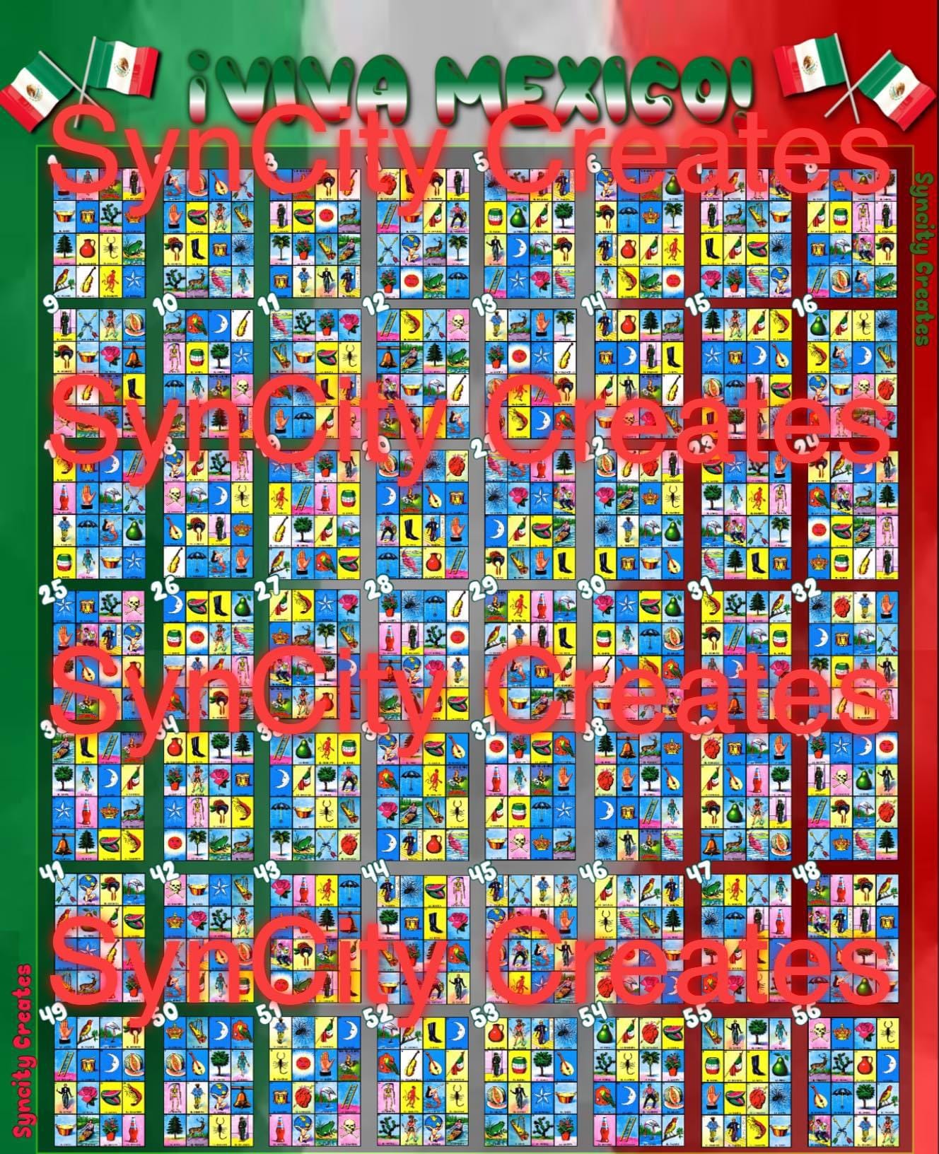 VIVA MEXICO ! First to Fill | 56 Numbers | Full Cards | Mexico Loteria ...