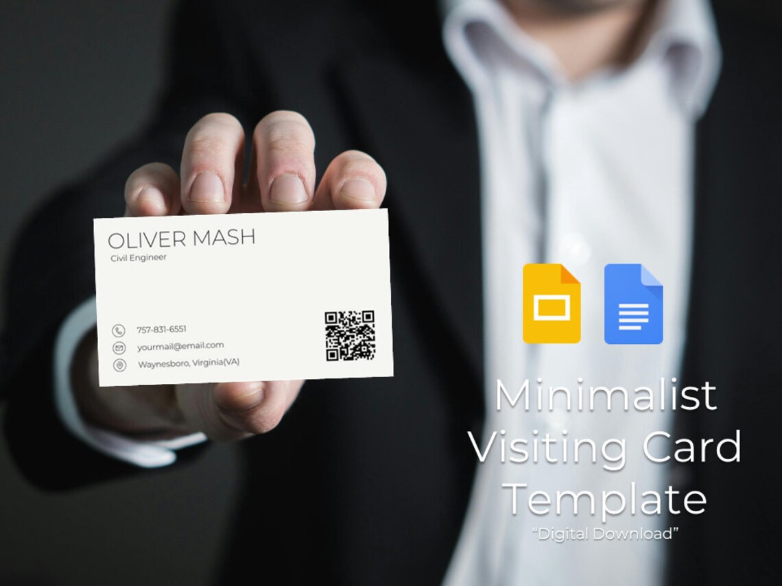 Minimal Visiting Card Template With QR Code, Custom Business Card in ...
