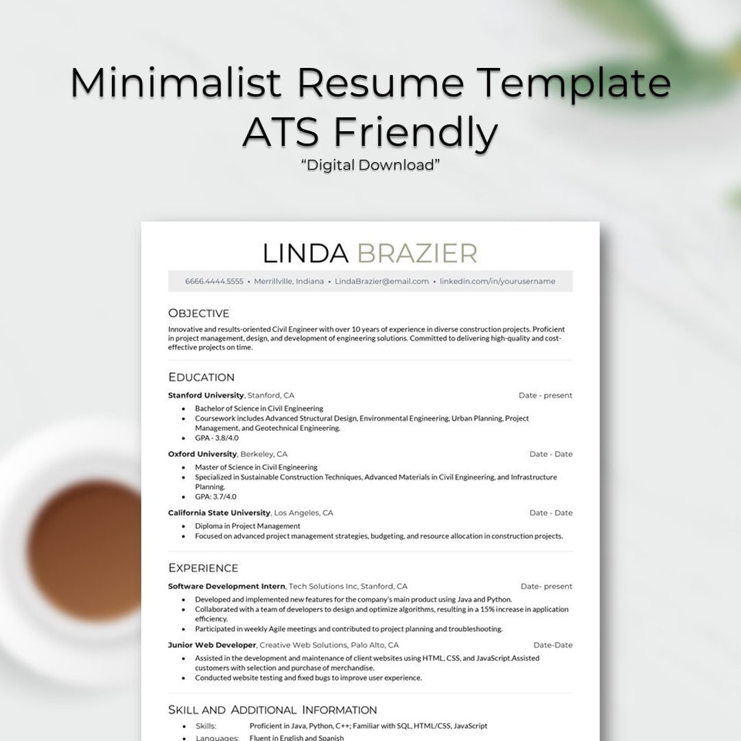Customizable Resume Template Instant Download, Ats-friendly Resume and ...