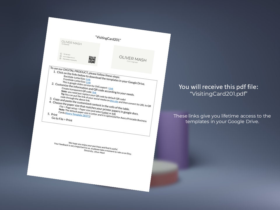 Minimal Visiting Card Template With QR Code, Custom Business Card in ...