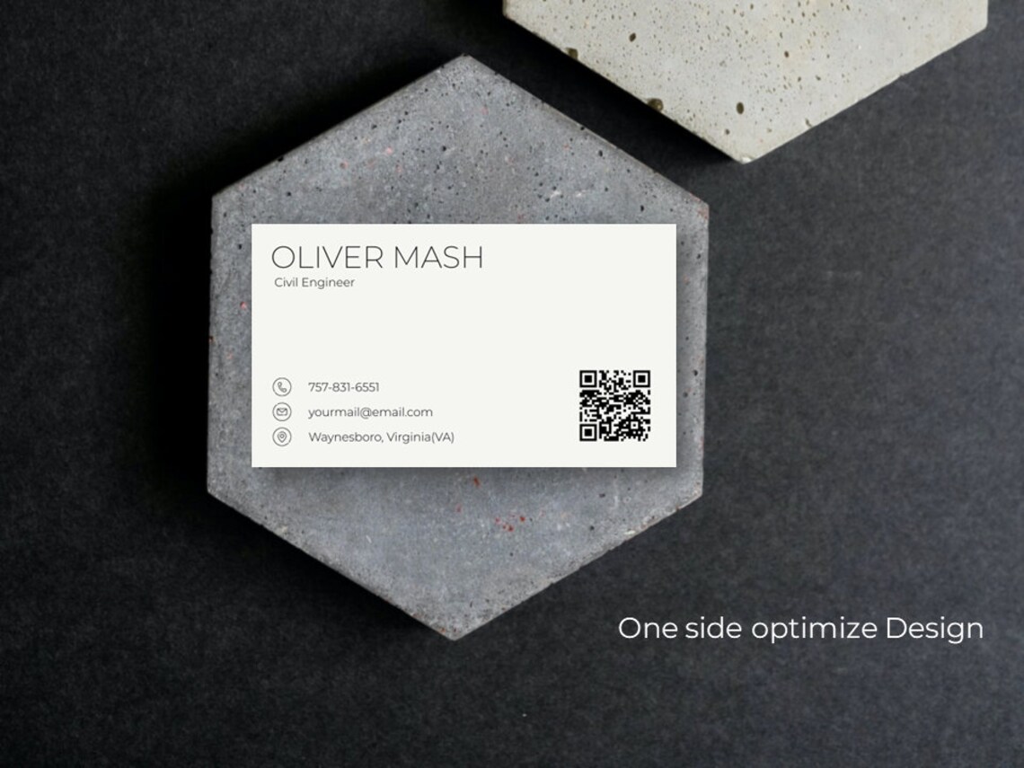 Minimal Visiting Card Template With QR Code, Custom Business Card in ...
