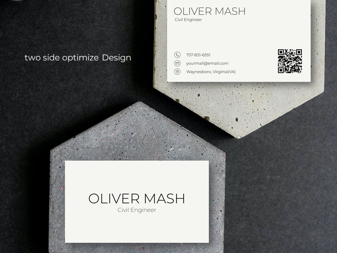 Minimal Visiting Card Template With QR Code, Custom Business Card in ...