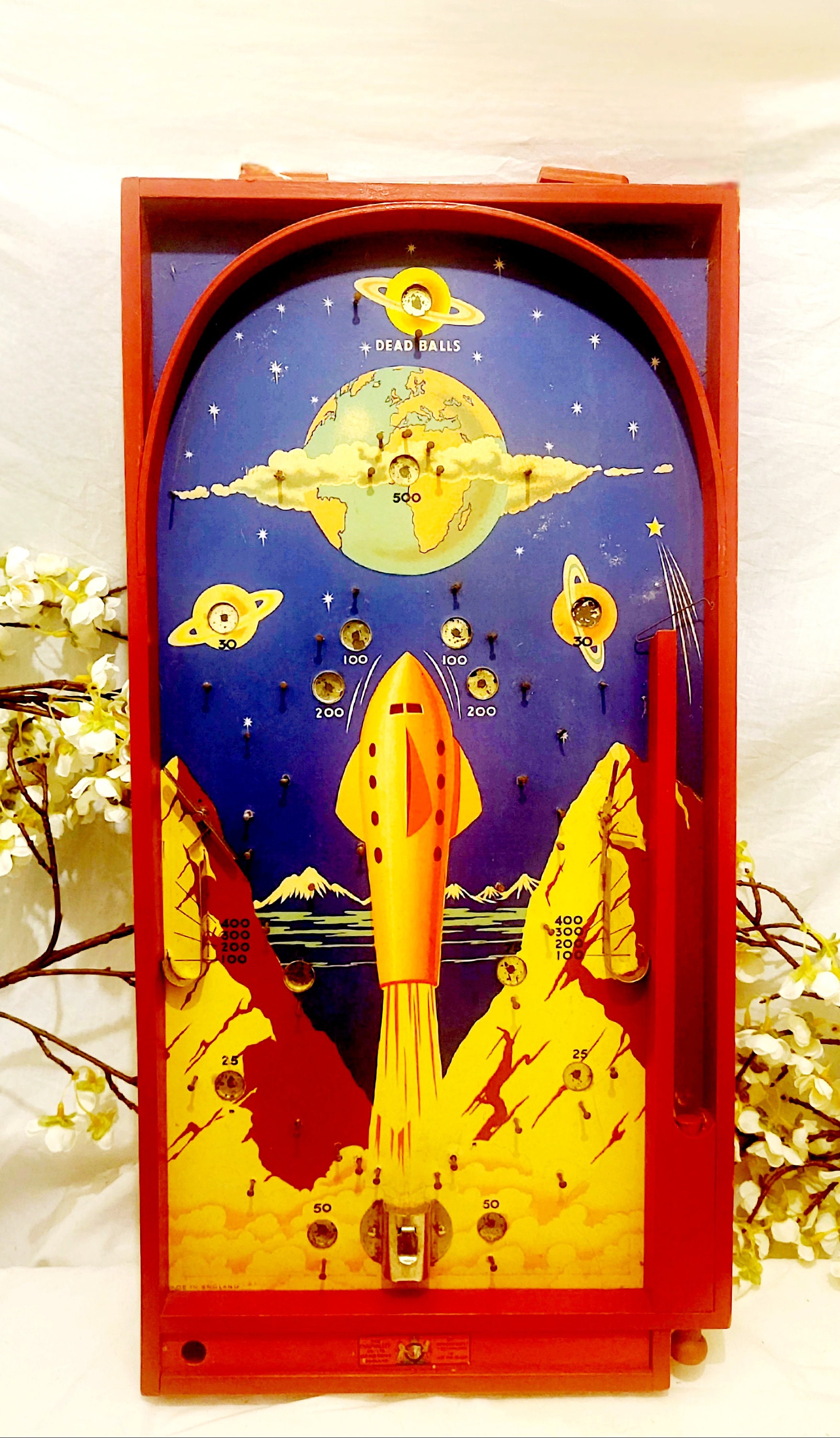 Chad Valley Bagatelle Space Board Vintage Pinball Game 1930 Rocket Art ...