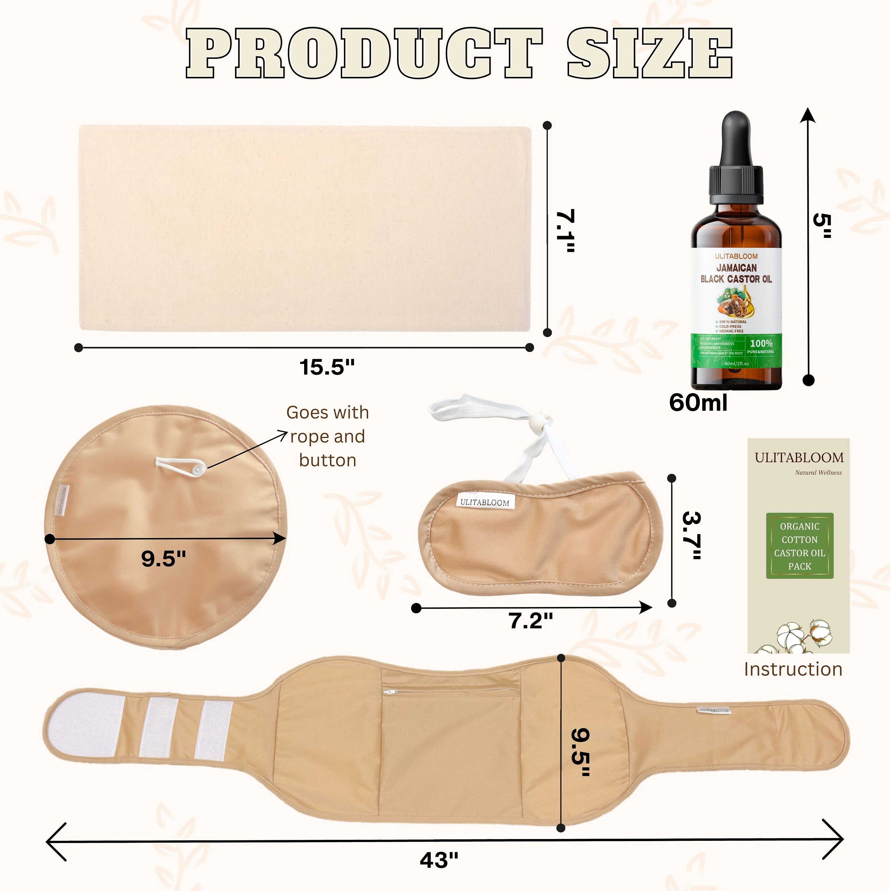 Castor Oil Pack Wrap, 100% Organic Cotton Flannel & Waterproof PUL ...