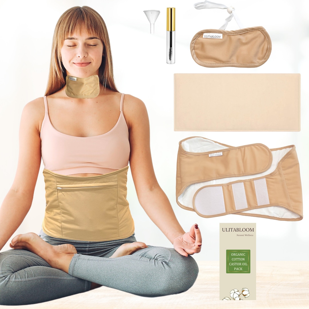 Organic Cotton Castor Oil Pack Wrap With Oeko-tex Flannel & Neck Wrap ...