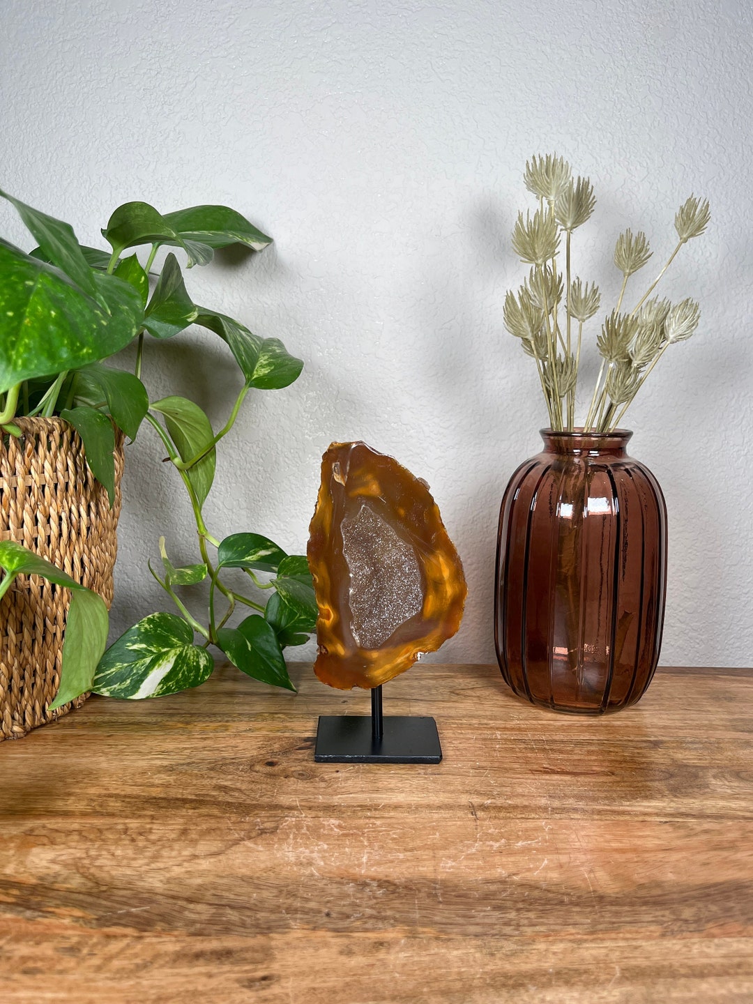 Banded Agate Crystal Geode on Custom Stand, Home Accents, New Home Gift ...