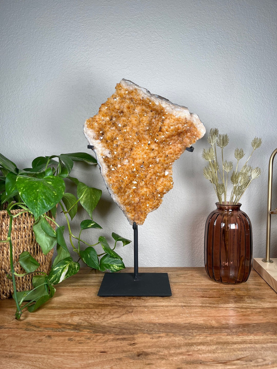 Large Citrine Crystal Cluster on Custom Stand 8lbs 4oz, Heat Treated ...