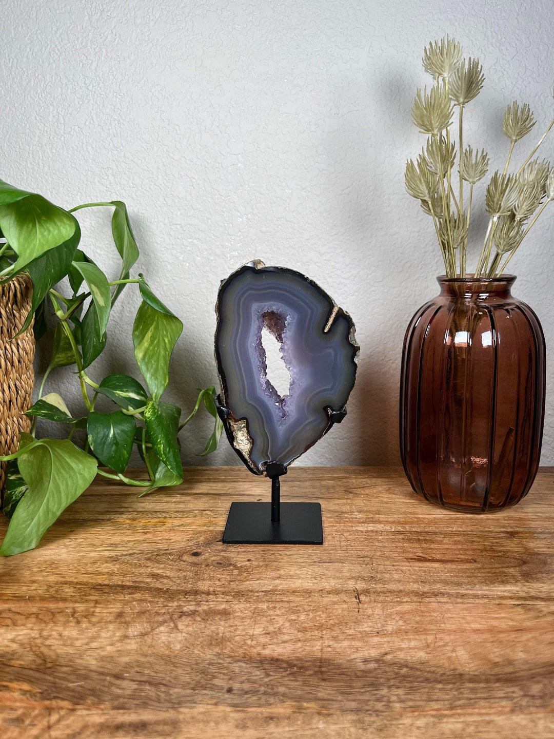Natural Banded Agate/amethyst Crystal Geode on Custom Stand 2lbs 5.2oz ...
