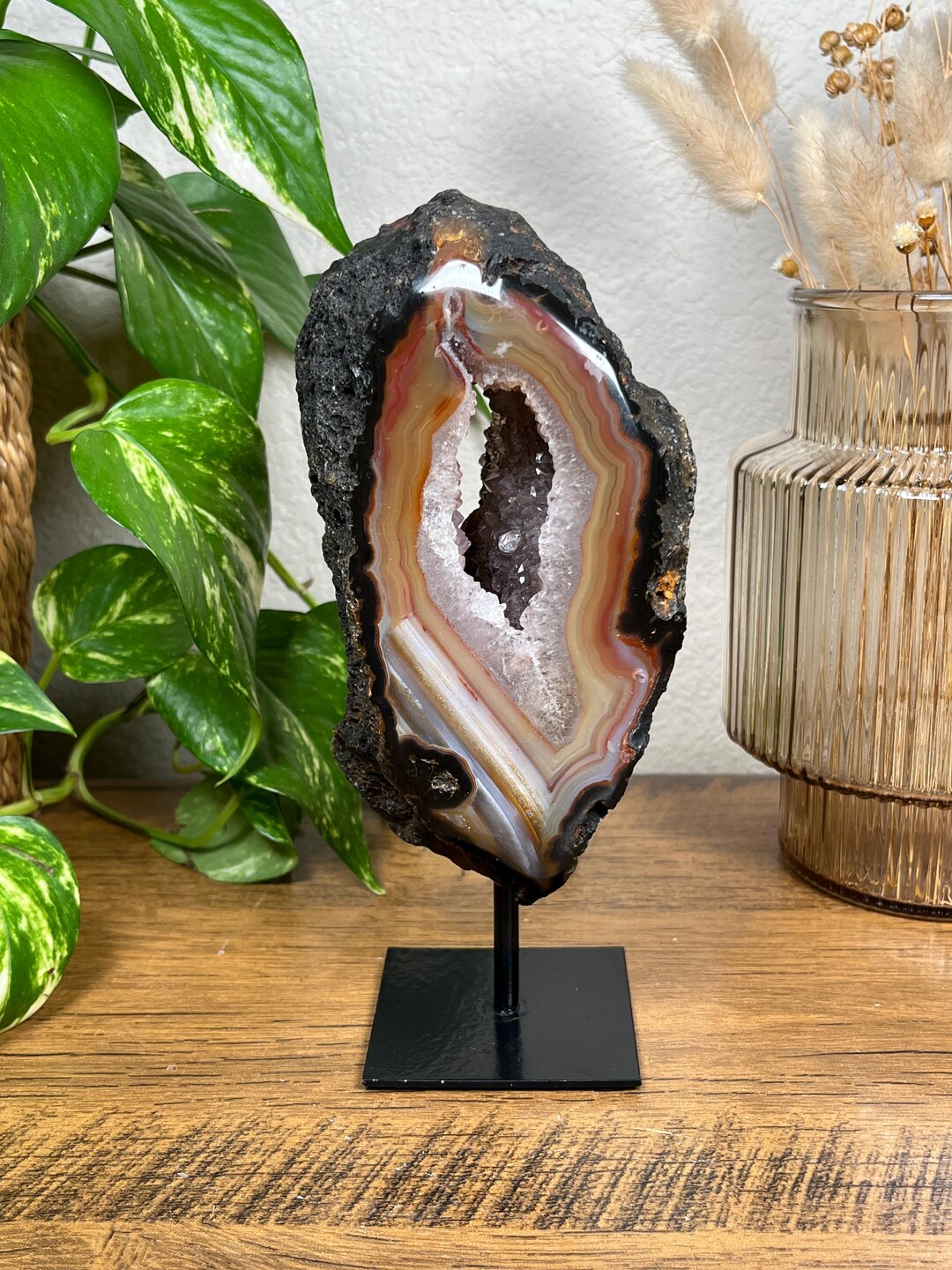 Agate Crystal Geode on Stand 2lbs 5.8oz - Brazil - Etsy