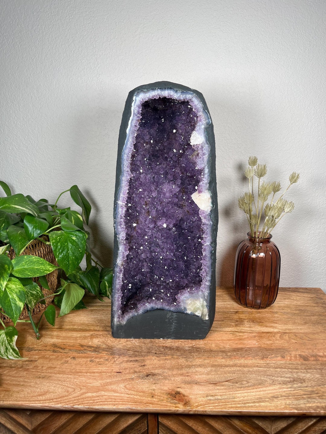 Large Amethyst Crystal Cathedral Geode W/calcite Inclusions 49lbs 2.6oz ...