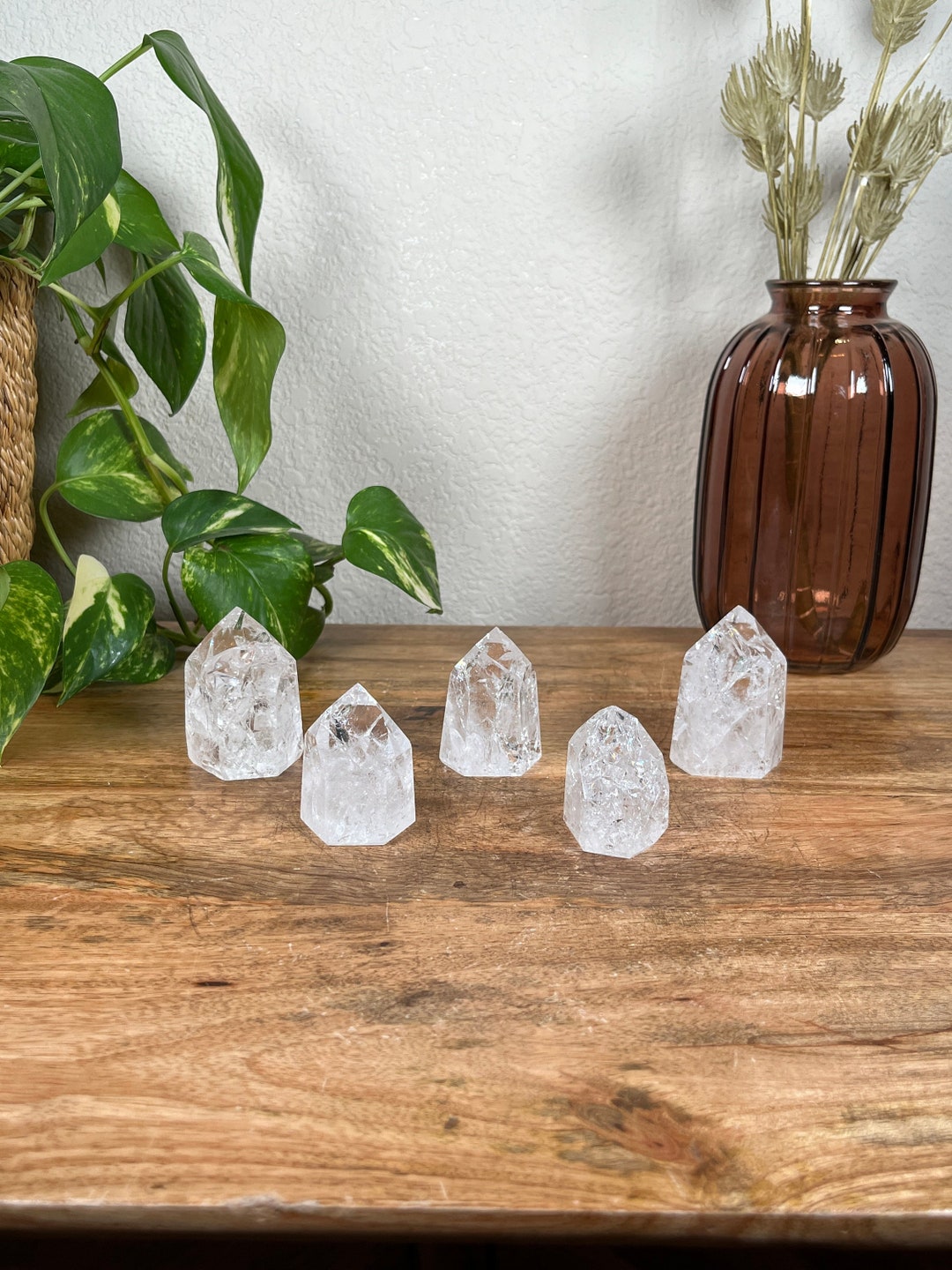 Fire & Ice Clear Quartz Crystal Towers, Crackle Quartz - Brazil ...