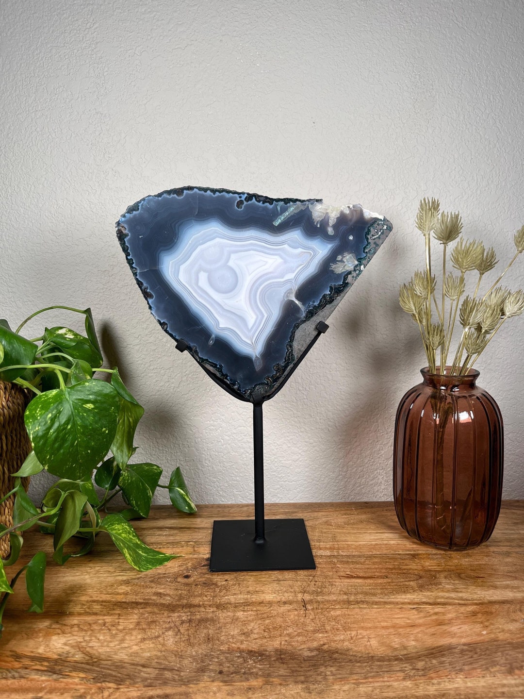 Banded Agate Crystal Slab on Custom Stand 4lbs 8.5oz - Brazil - Etsy