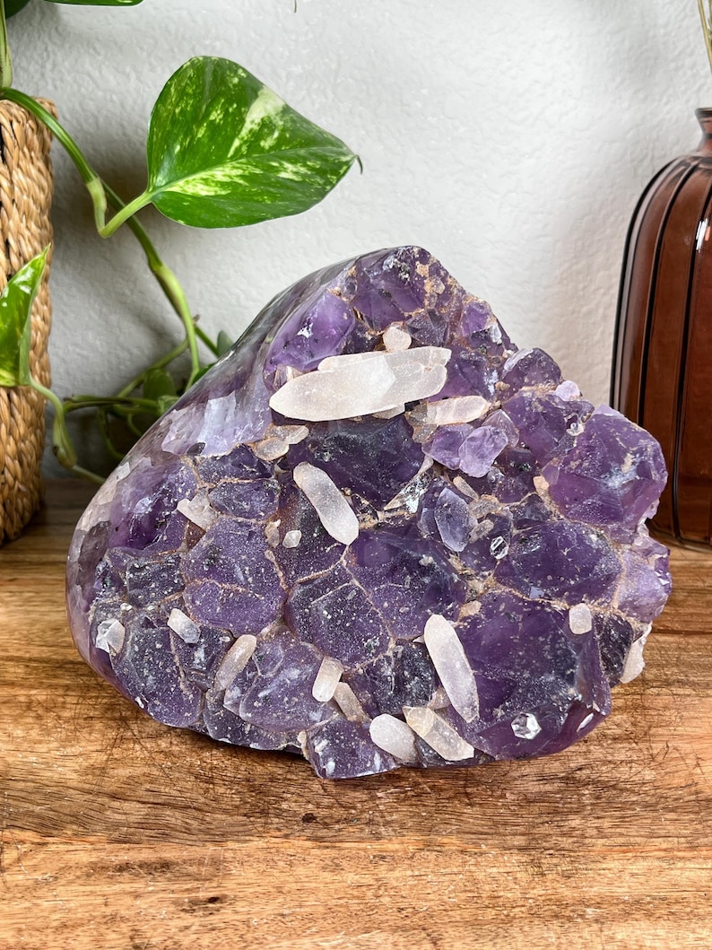 Sugar Amethyst Crystal Cluster W/calcite Inclusions 7lbs 3.3oz - Brazil ...