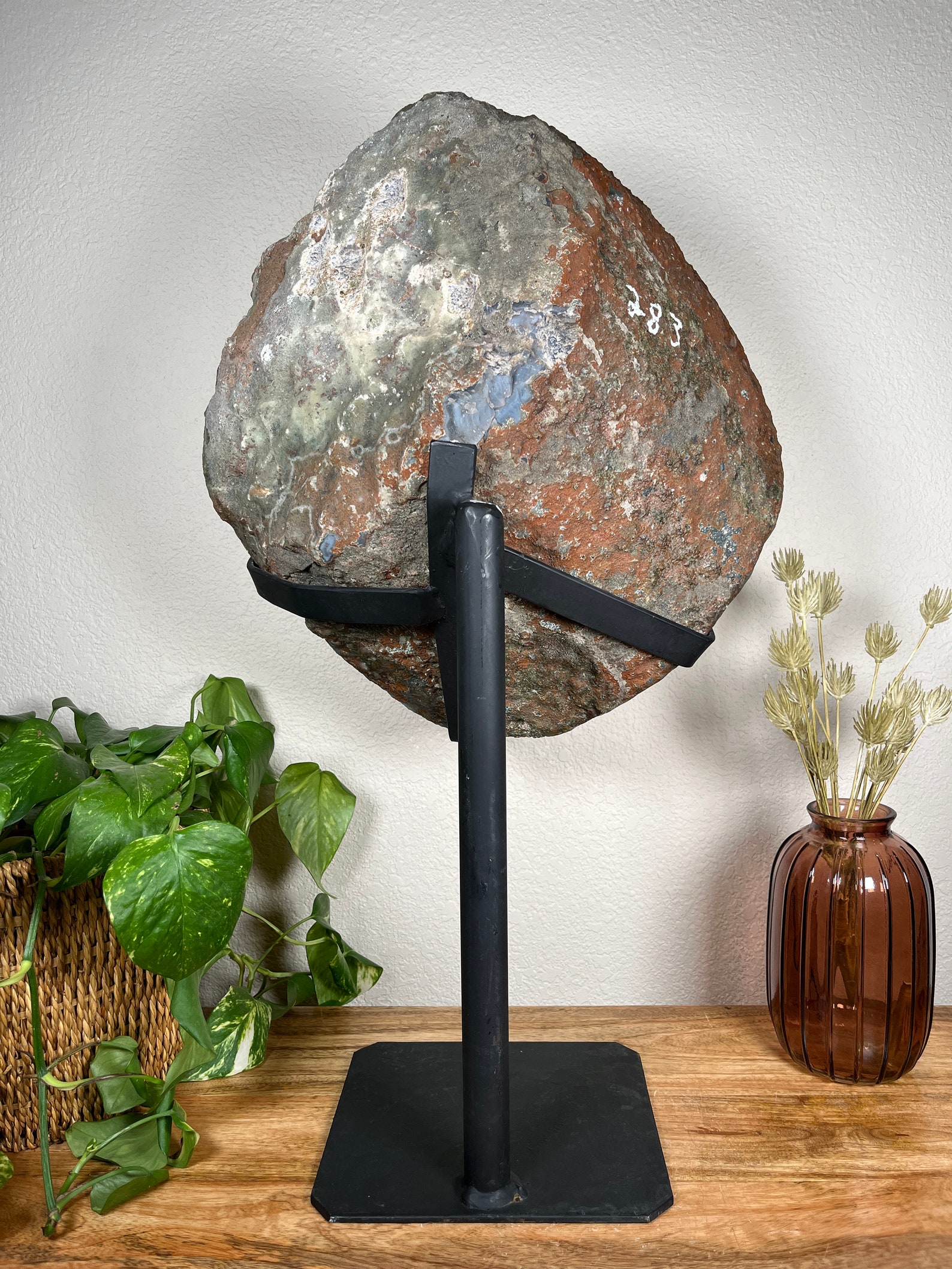 XL Agate Lined Amethyst Geode W/calcite Inclusions on Custom Stand ...