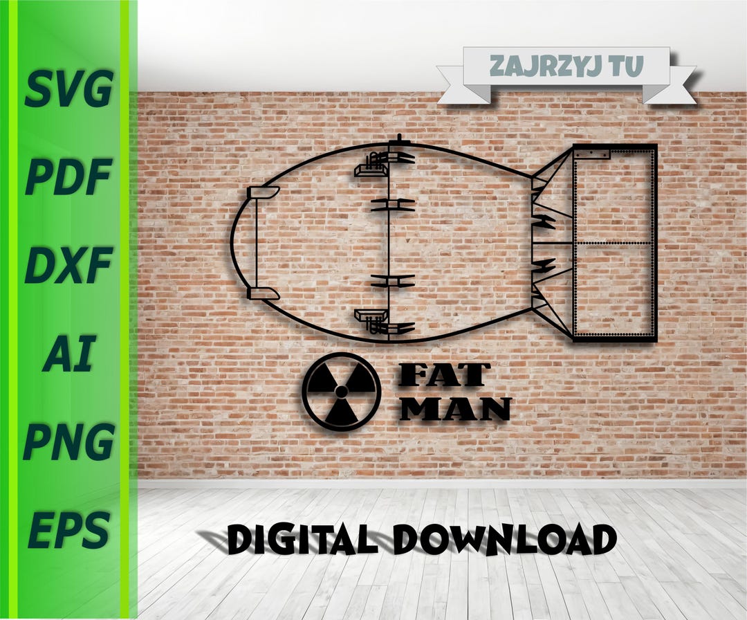 Atomic Bomb FAT MAN Metal Wall Art Decor Vector File for Laser Cutting ...