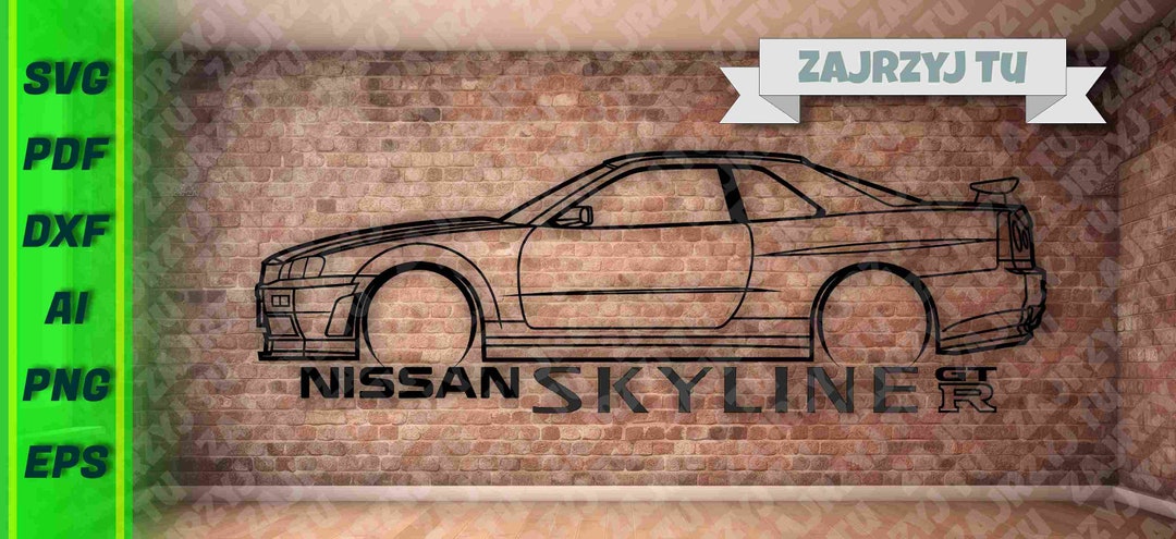Skyline GTR R34 Metal Car Wall Art Decor Vector File for Laser Cutting ...