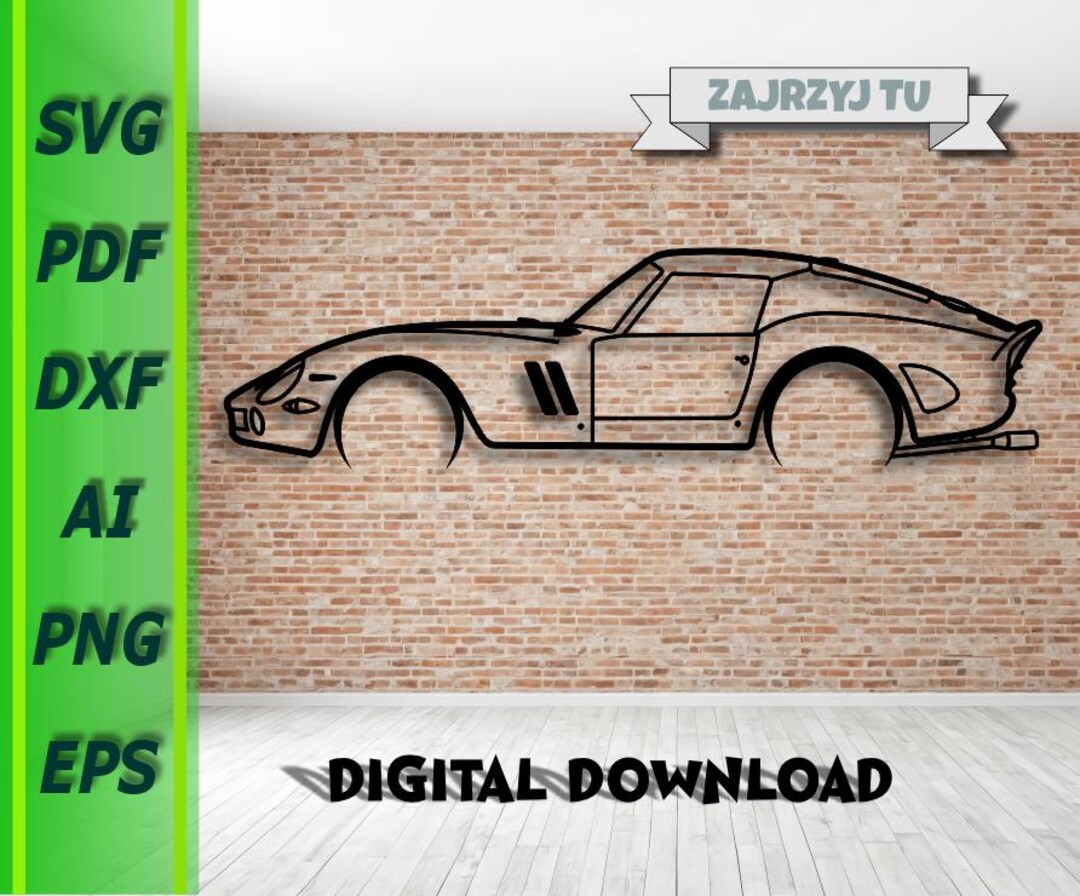 Ferrari 250 GTO Silhouette Metal Car Wall Art Decor Vector File for ...