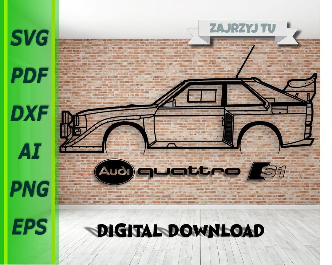 Audi Quattro S1 Metal Car Wall Art Decor Vector File for Laser Cutting ...