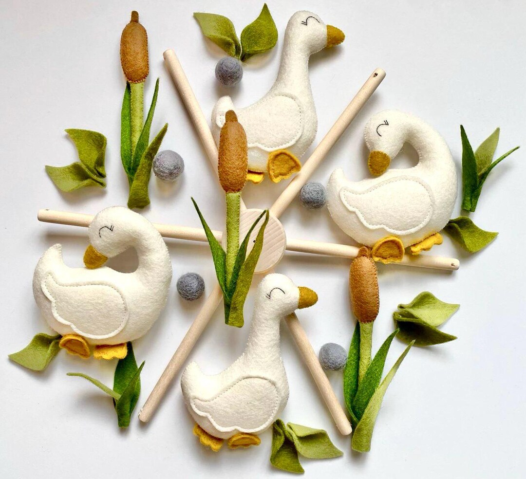 Crib Baby Mobile With Geese. Goose Nursery Mobile in Natural Tones ...