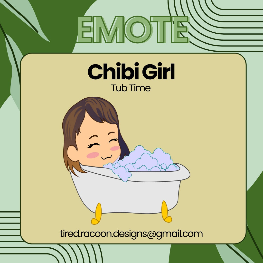Fem Chibi Emote - Tub Time - Etsy