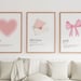 Wall Art Set of 3,pink Poster Set,cute Bow Poster,girly Print Set ...