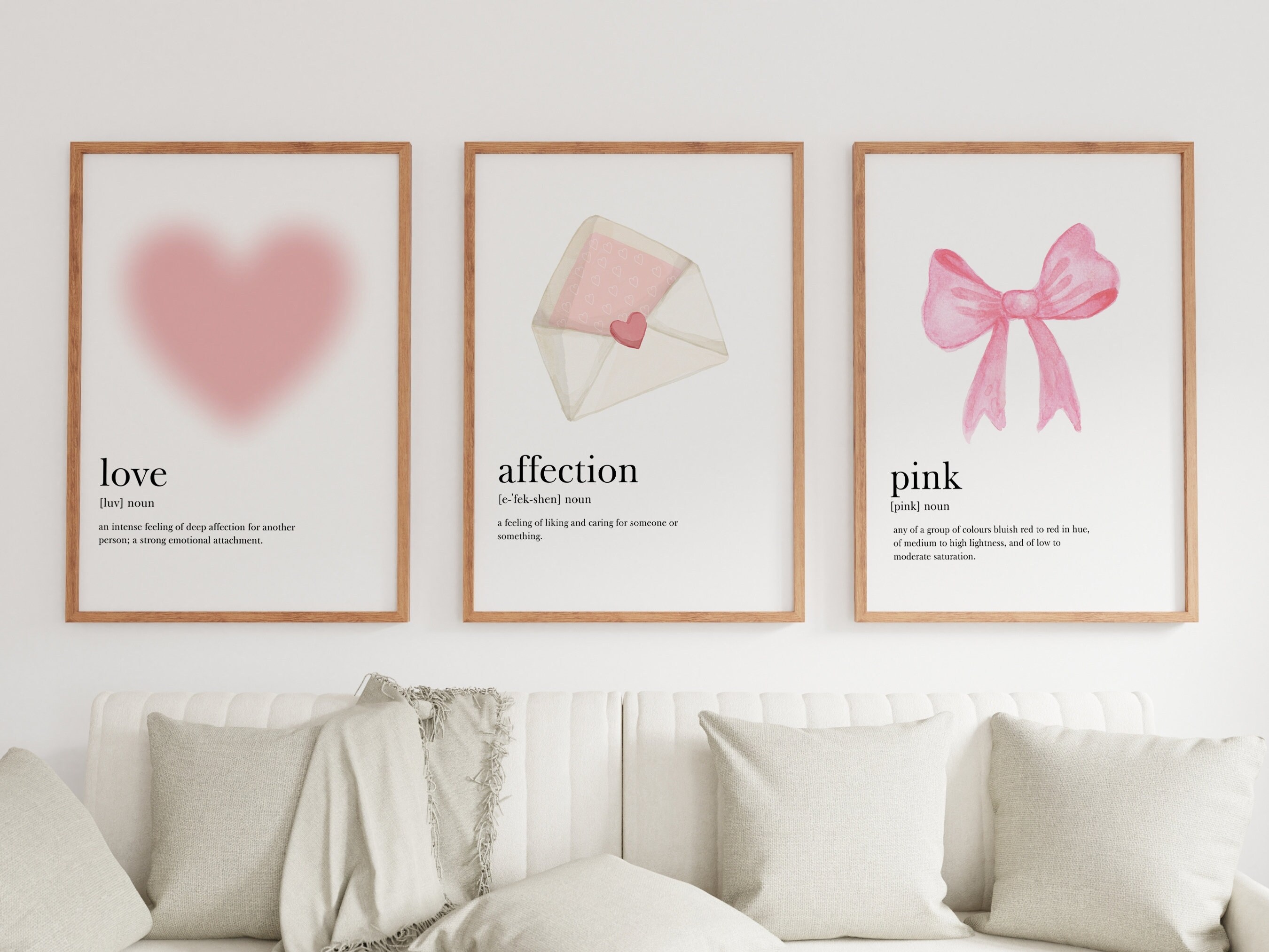 Wall Art Set of 3,pink Poster Set,cute Bow Poster,girly Print Set ...