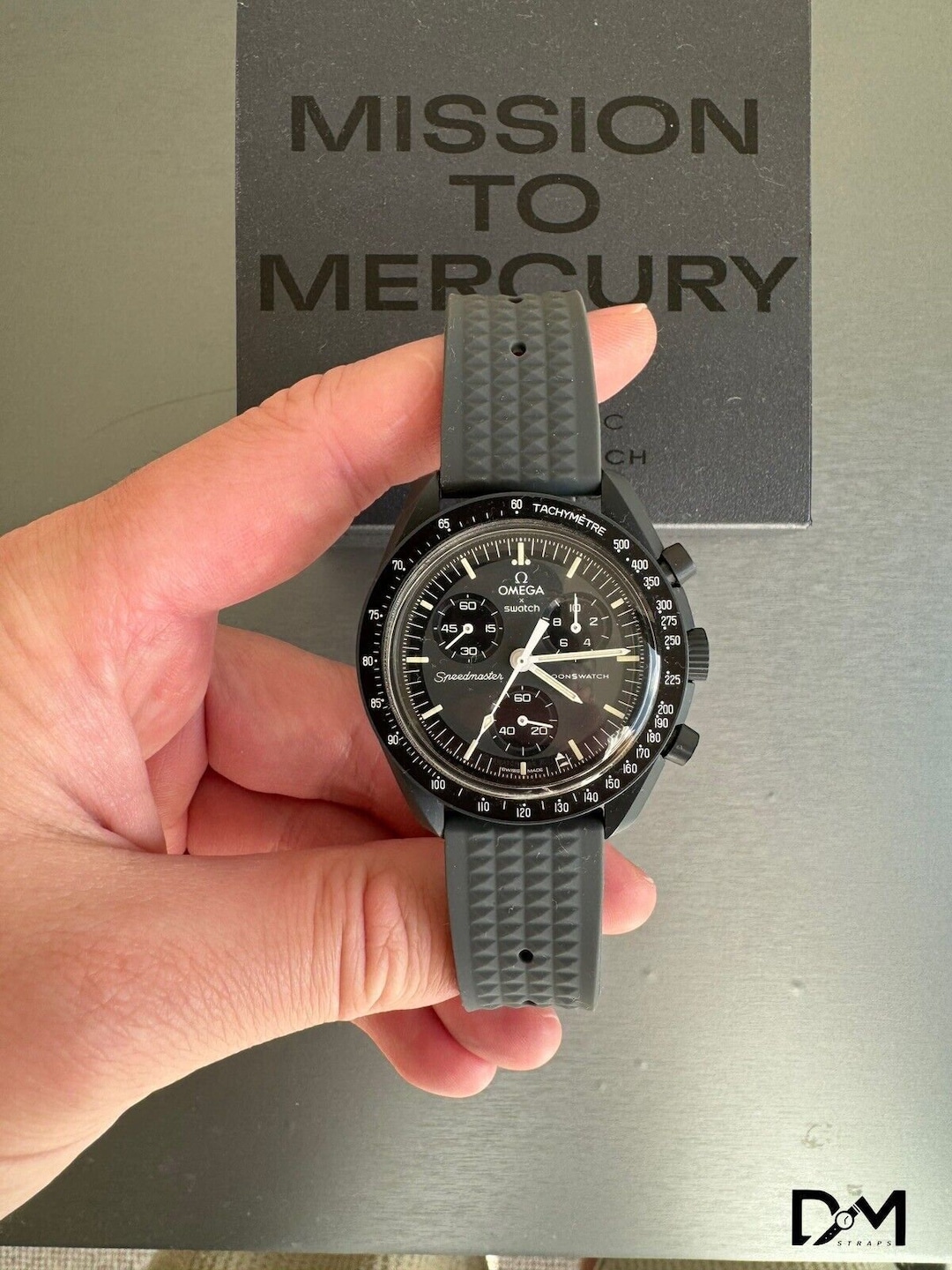 Omega X Swatch Moonswatch Grey Rubber Strap Fits Mission to Mercury ...