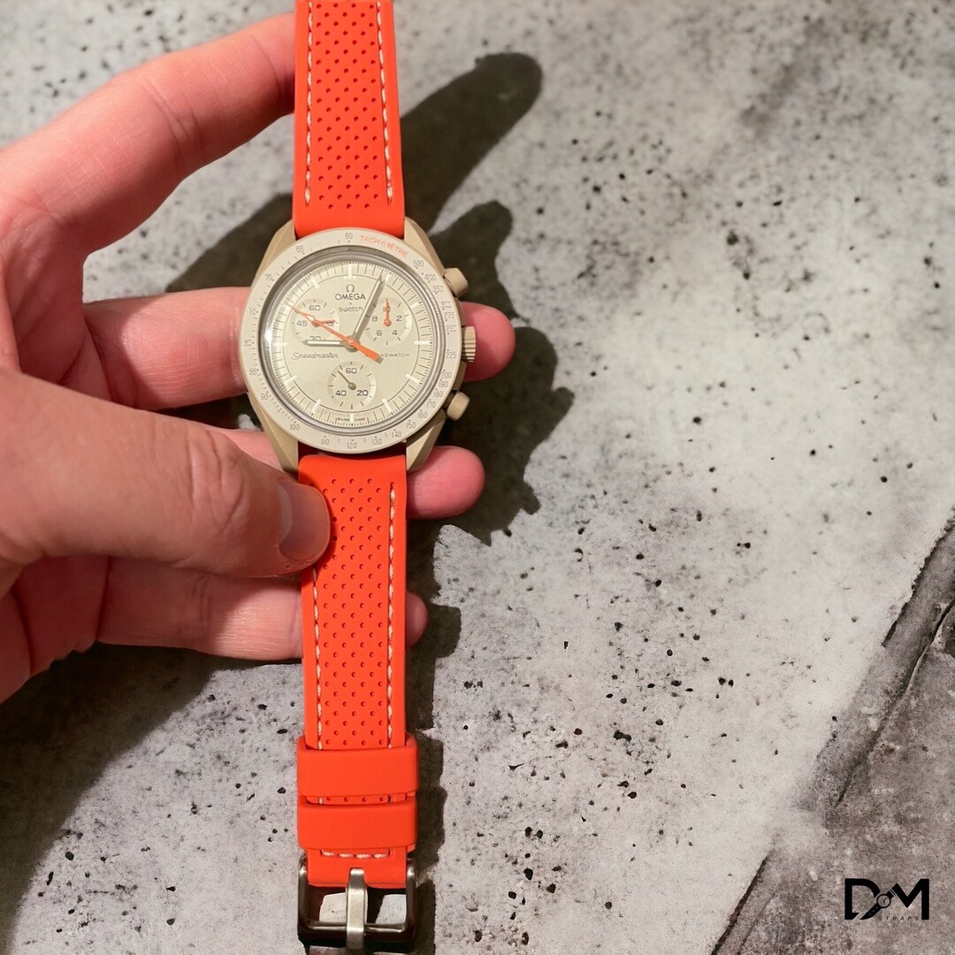 Omega X Swatch Moonswatch New Orange Rubber Mission to Jupiter STRAP ...