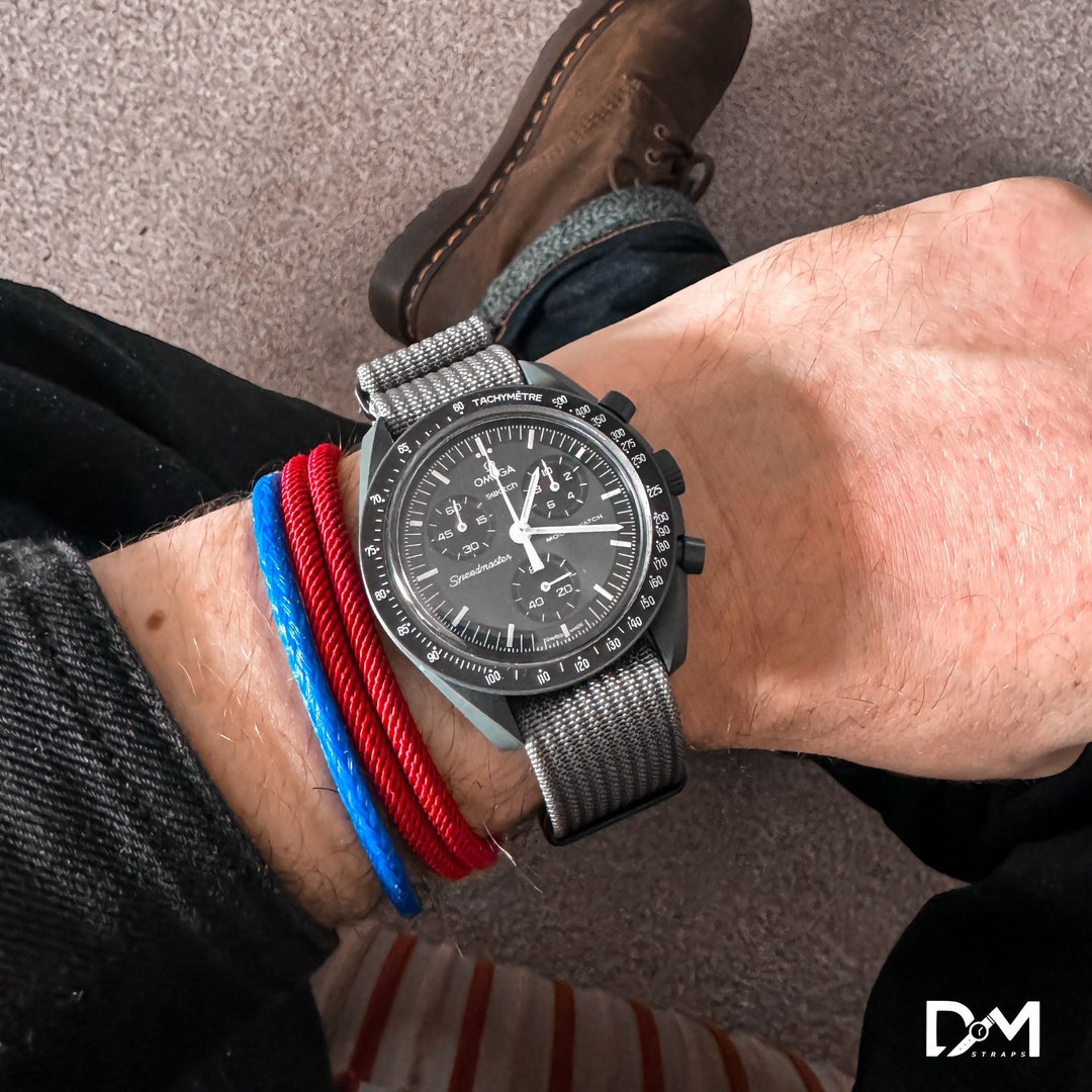 Omega X Swatch Moonswatch Grey/black NATO Strap Only for Mission to ...