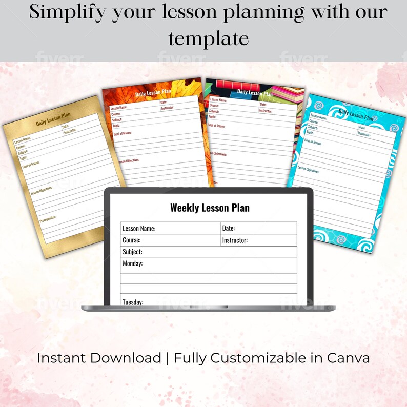 Editable Lesson Plan Template, Printable, Weekly Lesson Planner ...
